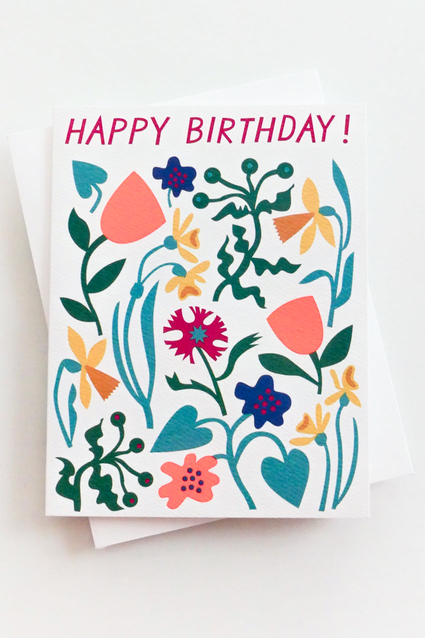 Mod Birthday Flowers Greeting Card – Nahcotta
