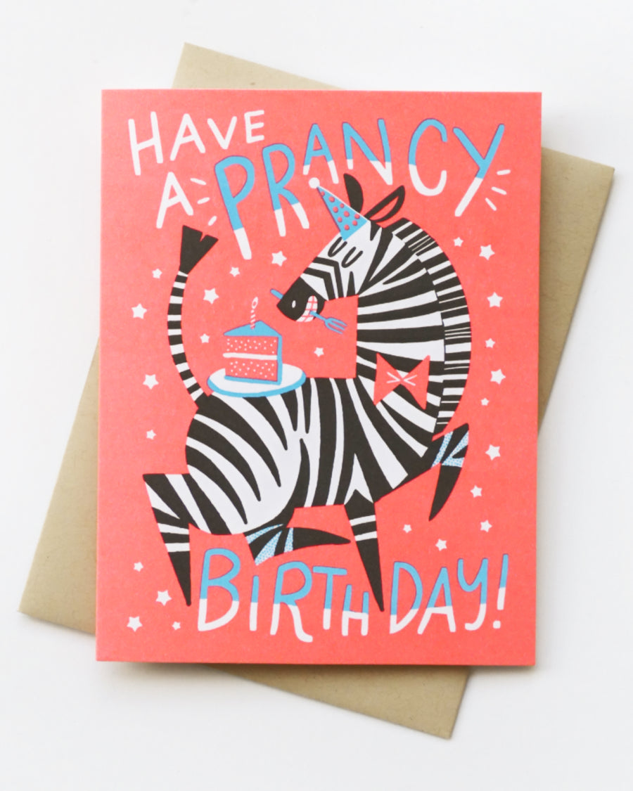 Prancy Zebra Birthday Greeting Card – Nahcotta